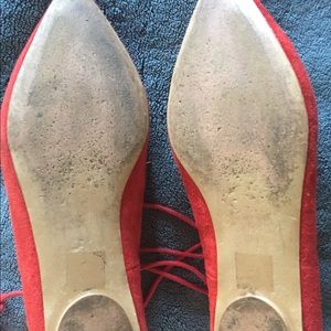 Topshop | Shoes | Topshop Red Lace Up Flats | Poshmark